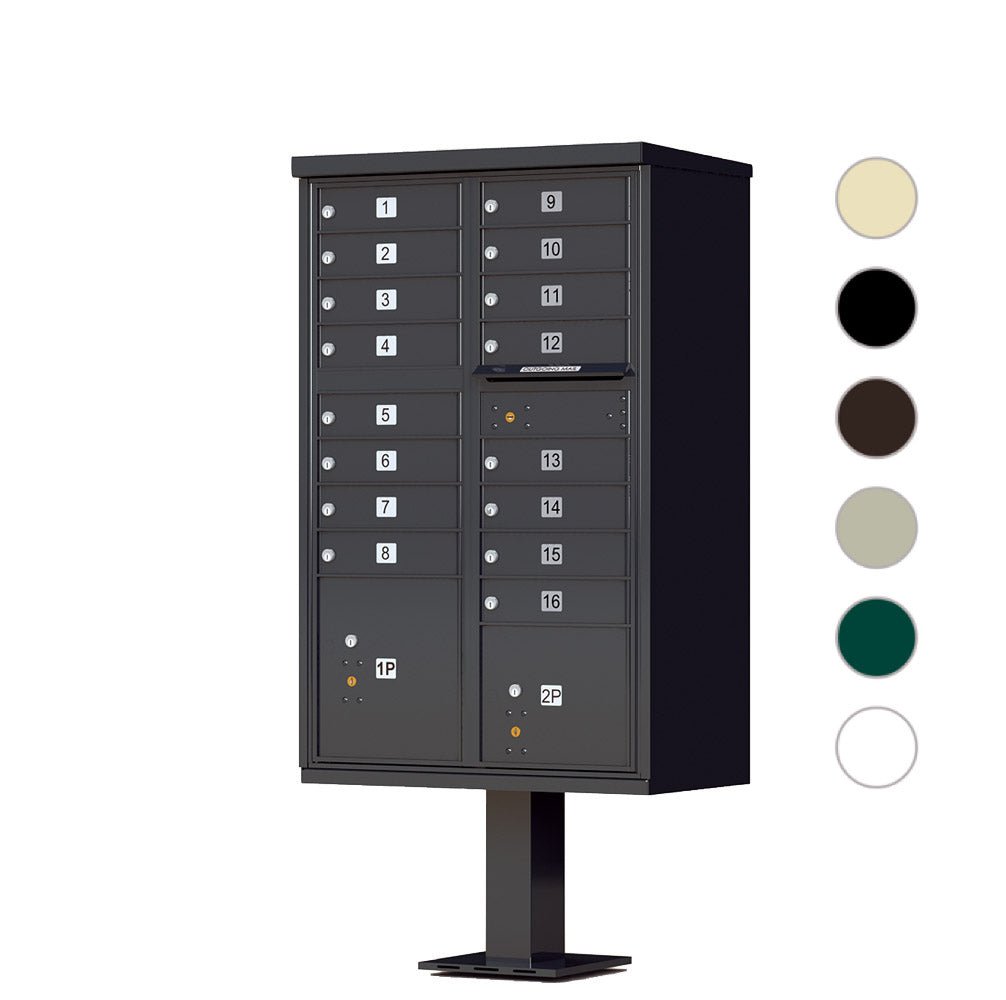 16 Tenant Door Standard Style CBU Mailbox (Pedestal Included) - Type 3 ...